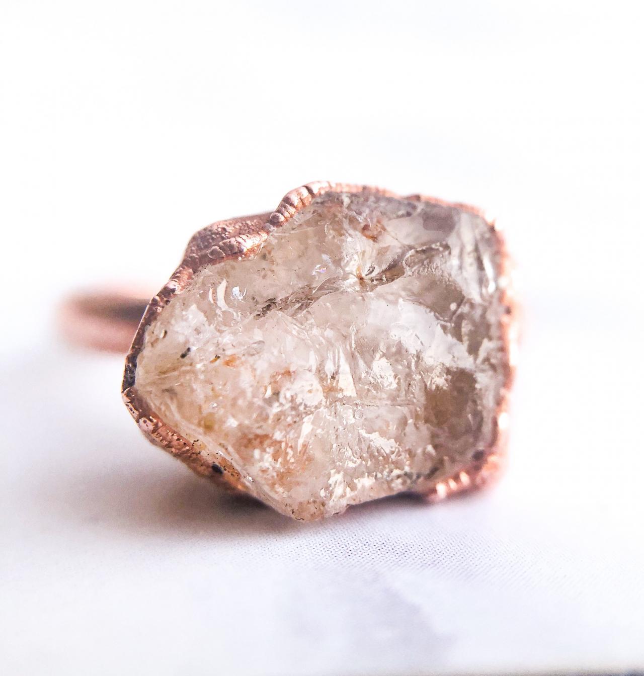 Raw Morganite Ring, Silver, Gold, Rose Gold, Or Copper on Luulla