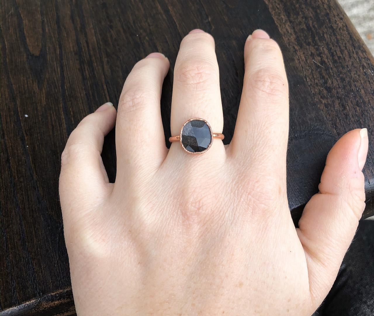 Black Sunstone Ring, Black Sunstone Jewelry, Silver, Gold, Rose Gold ...
