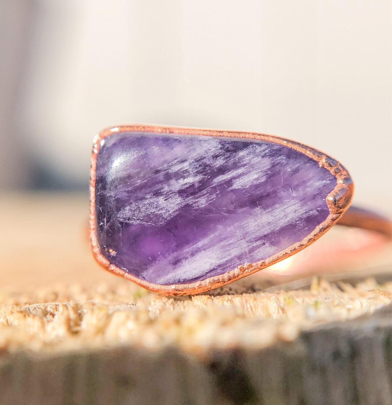 uncut amethyst ring