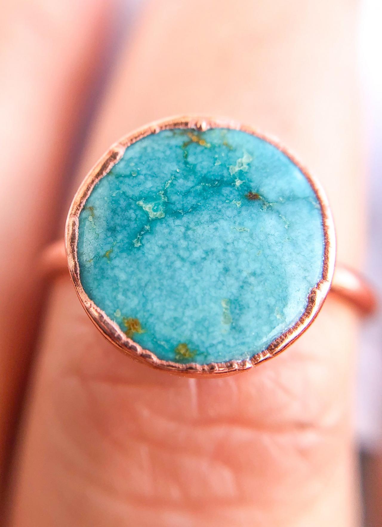 Round Tibetan Turquoise Stone Available For Custom Ring, Turquoise Ring ...