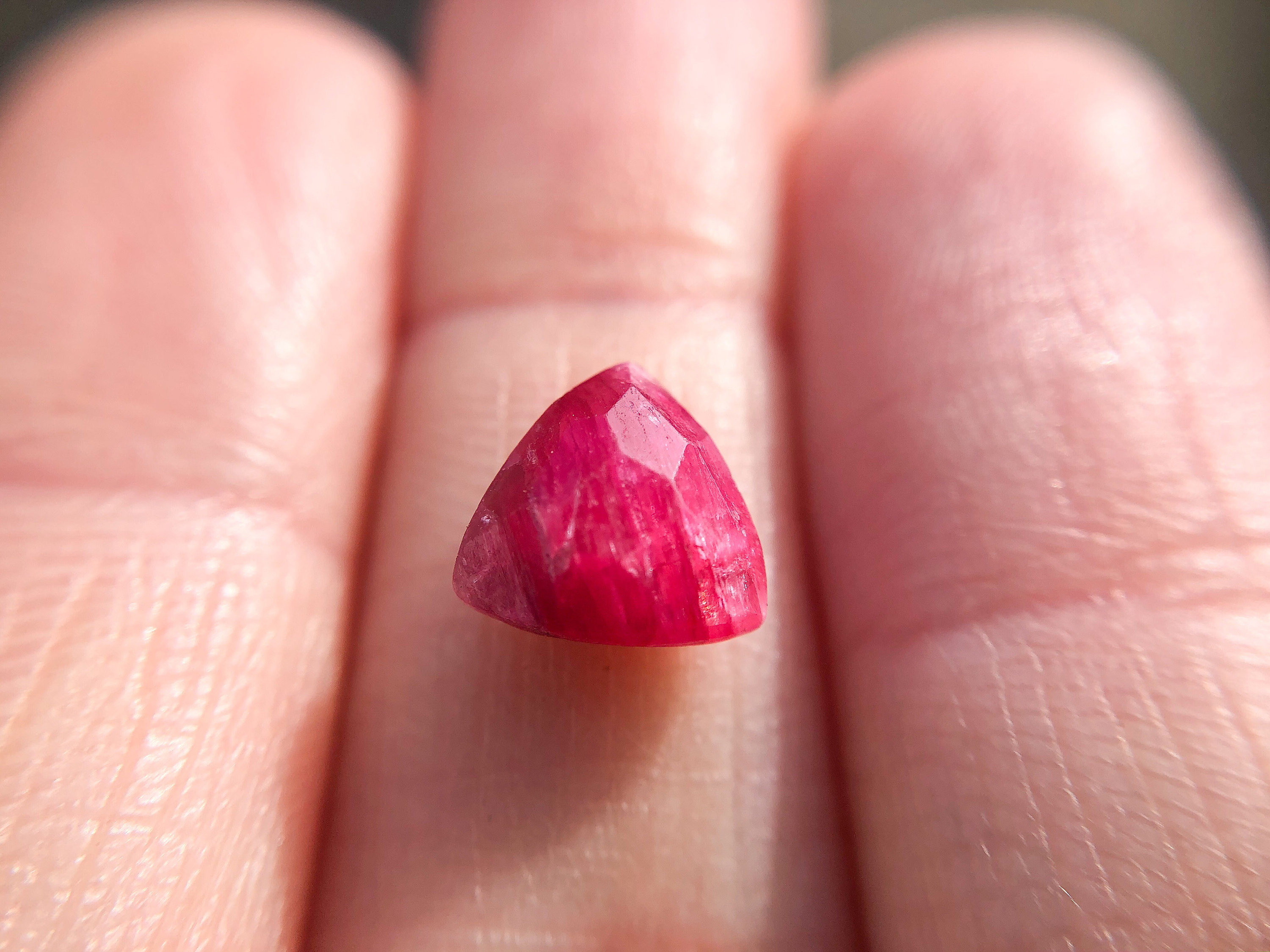 Enhanced Ruby Trillion Cut Stone Available For Custom Ring, Silver ...